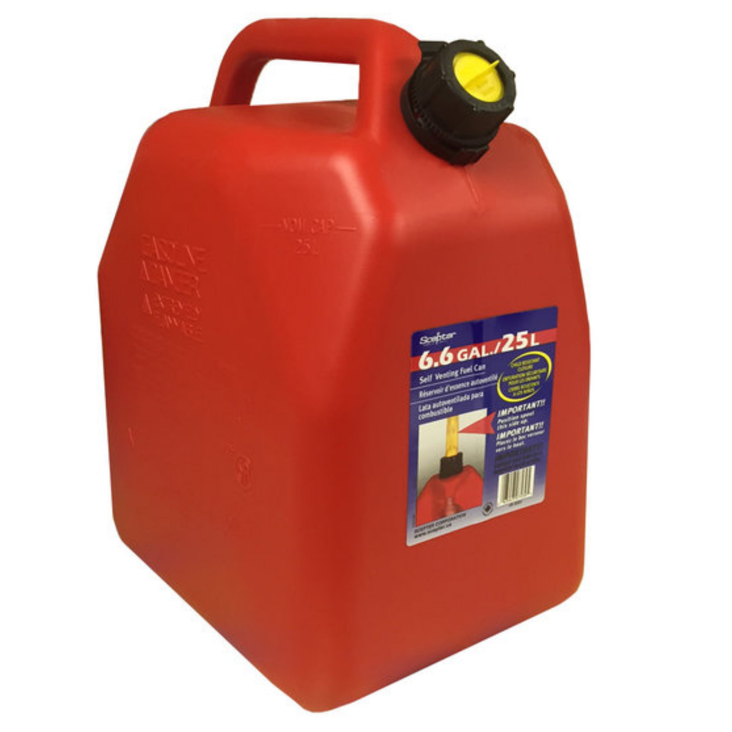 BIDON TANQUE P/ COMBUSTIBLE ROJO 25 LITROS SCEPTER — TOMACO